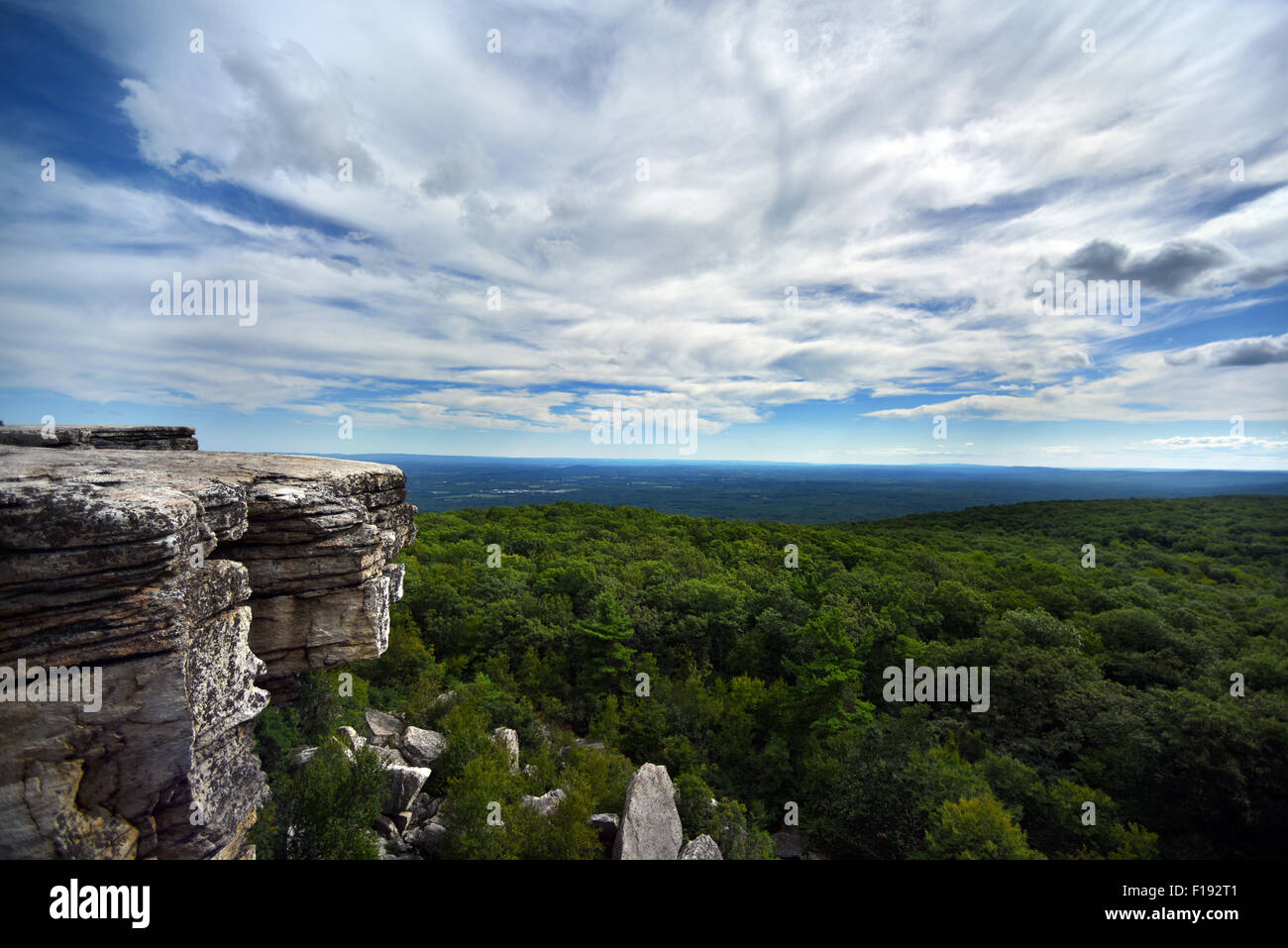 Massive rocks and view to the valley at Minnewaska State Park Reserve ...