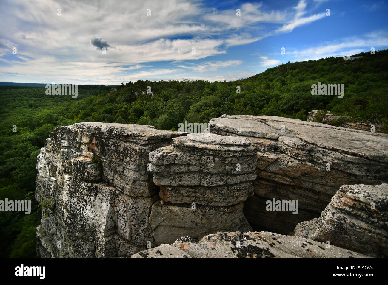 Massive rocks and view to the valley at Minnewaska State Park Reserve ...