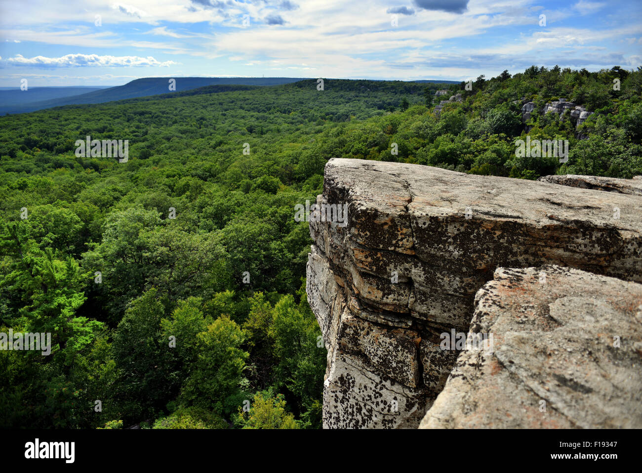 Massive rocks and view to the valley at Minnewaska State Park Reserve ...