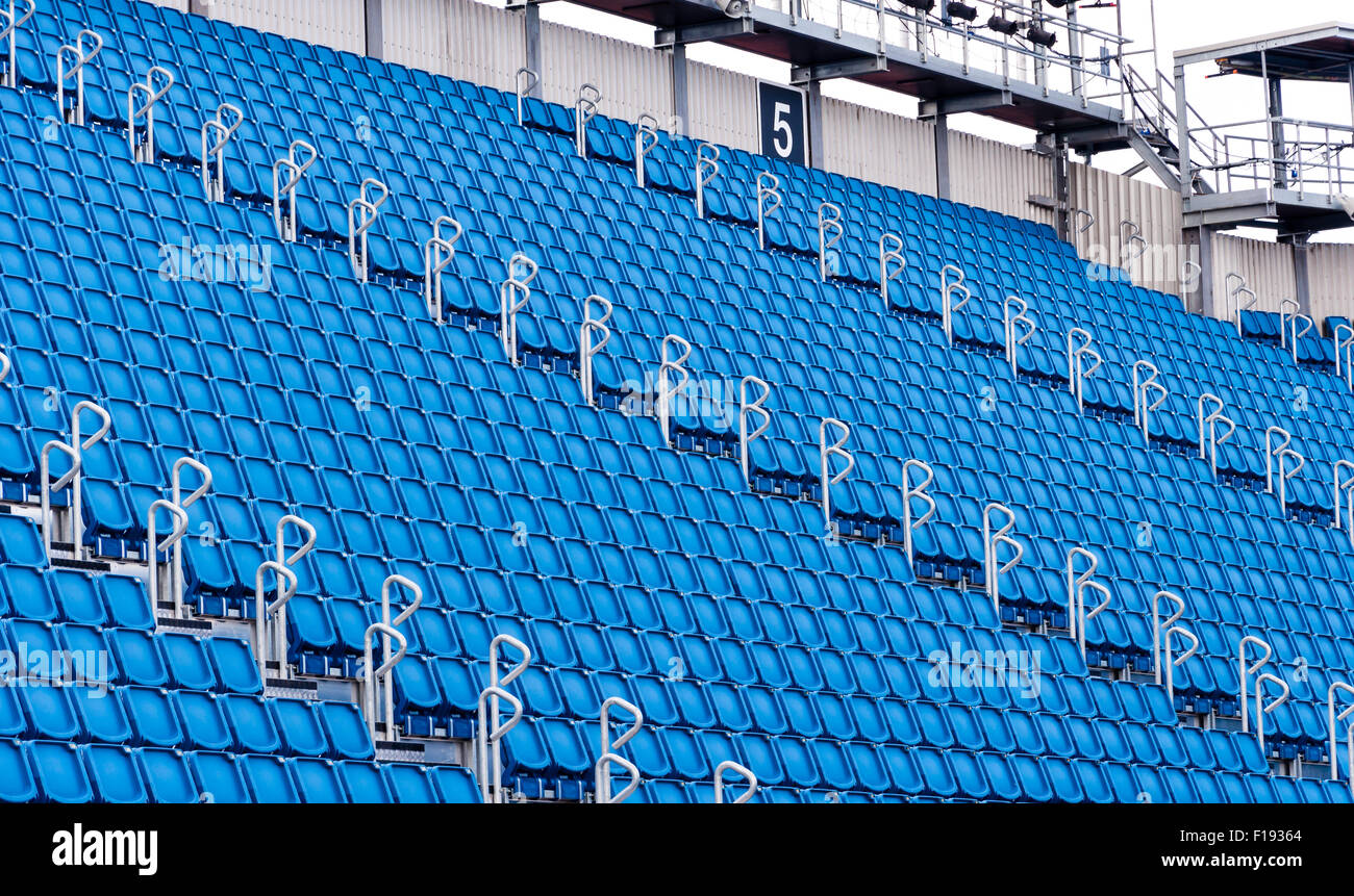rows of blue seats in a stadium Stock Photo - Alamy