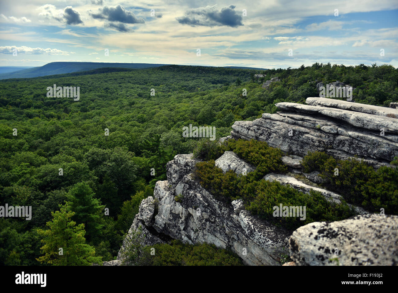 Massive rocks and view to the valley at Minnewaska State Park Reserve ...