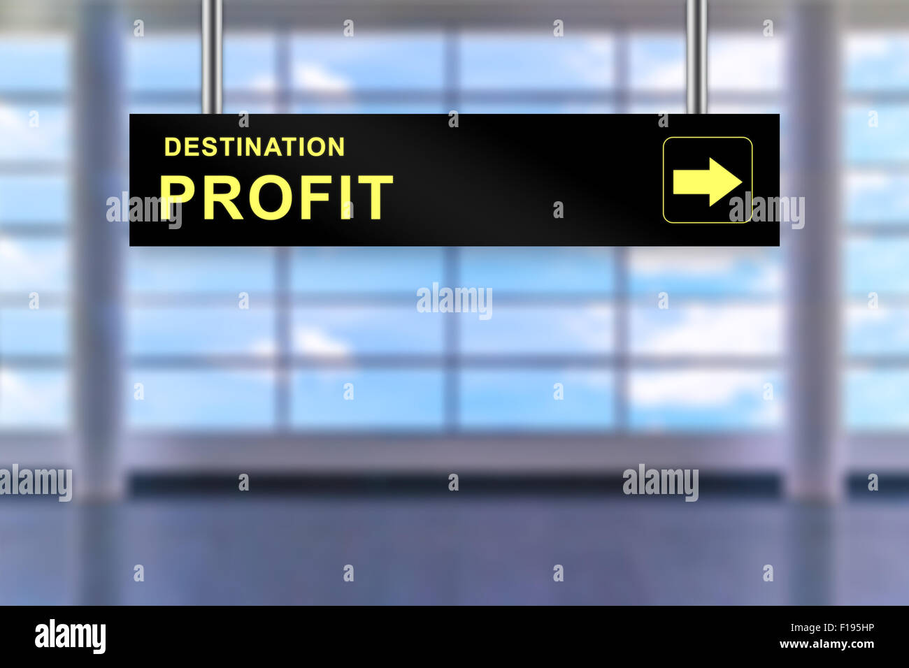 financial profit word on airport sign board with blurred background ...
