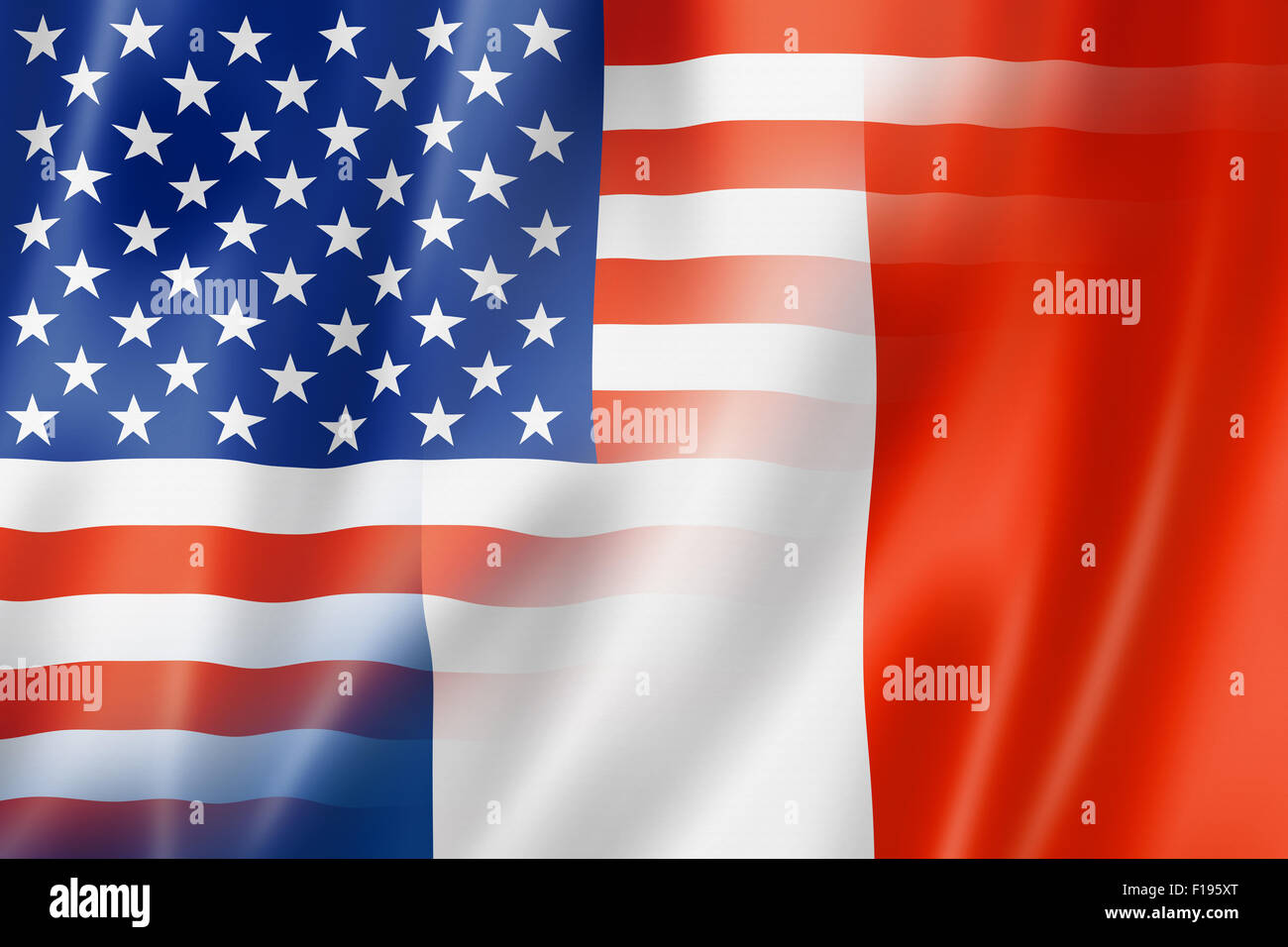 Mixed USA and France flag, three dimensional render, illustration Stock ...