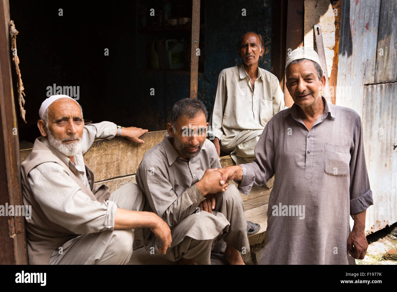 India Jammu And Kashmir Srinagar Old City Group Of Kashmiri Men Sat