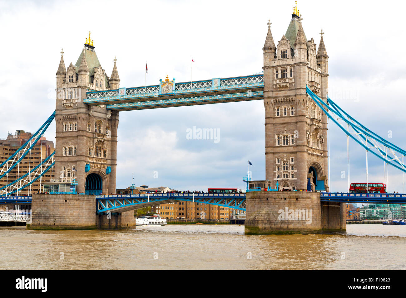 london tower in england old bridge and the cloudy sky Stock Photo - Alamy