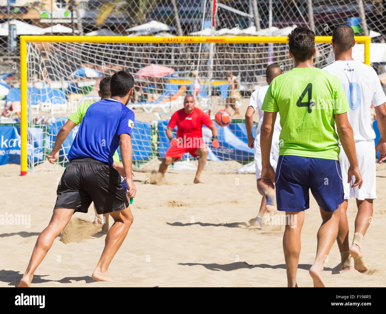 Beach football tournament in Spain Stock Photo - Alamy