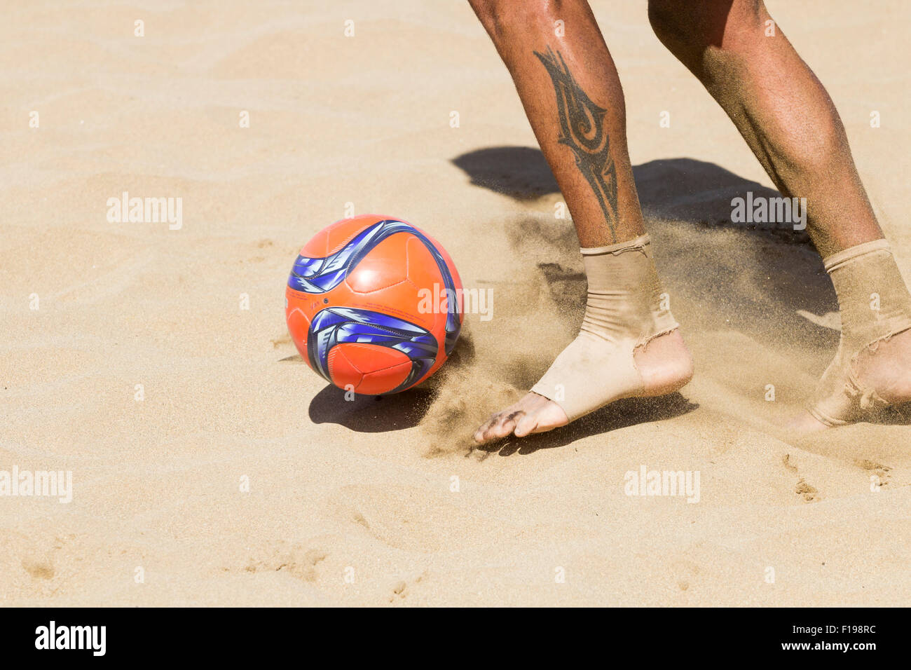 Beach football tournament in Spain Stock Photo - Alamy