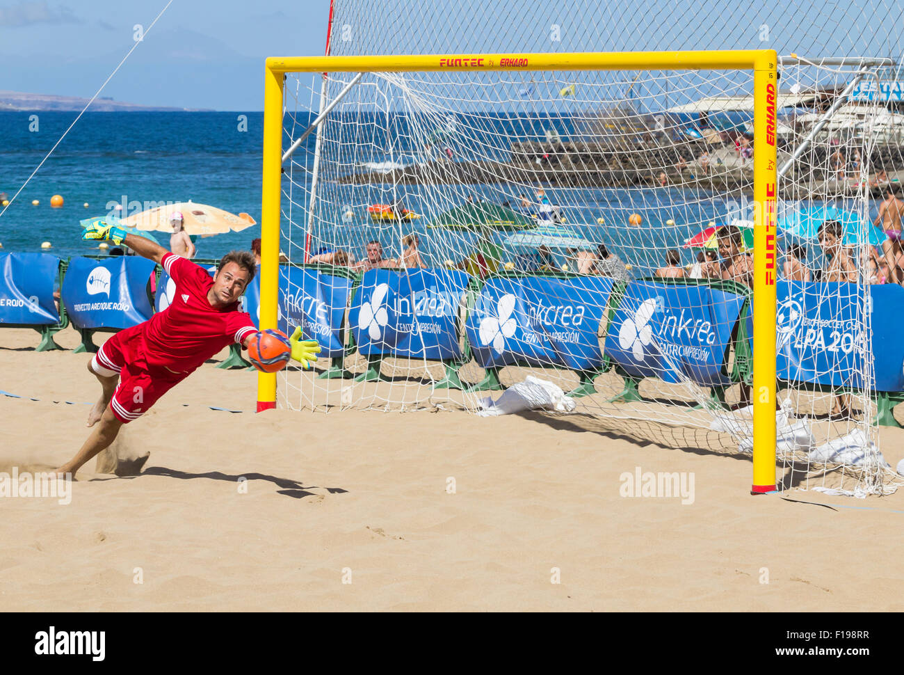 Beach football tournament in Spain Stock Photo - Alamy
