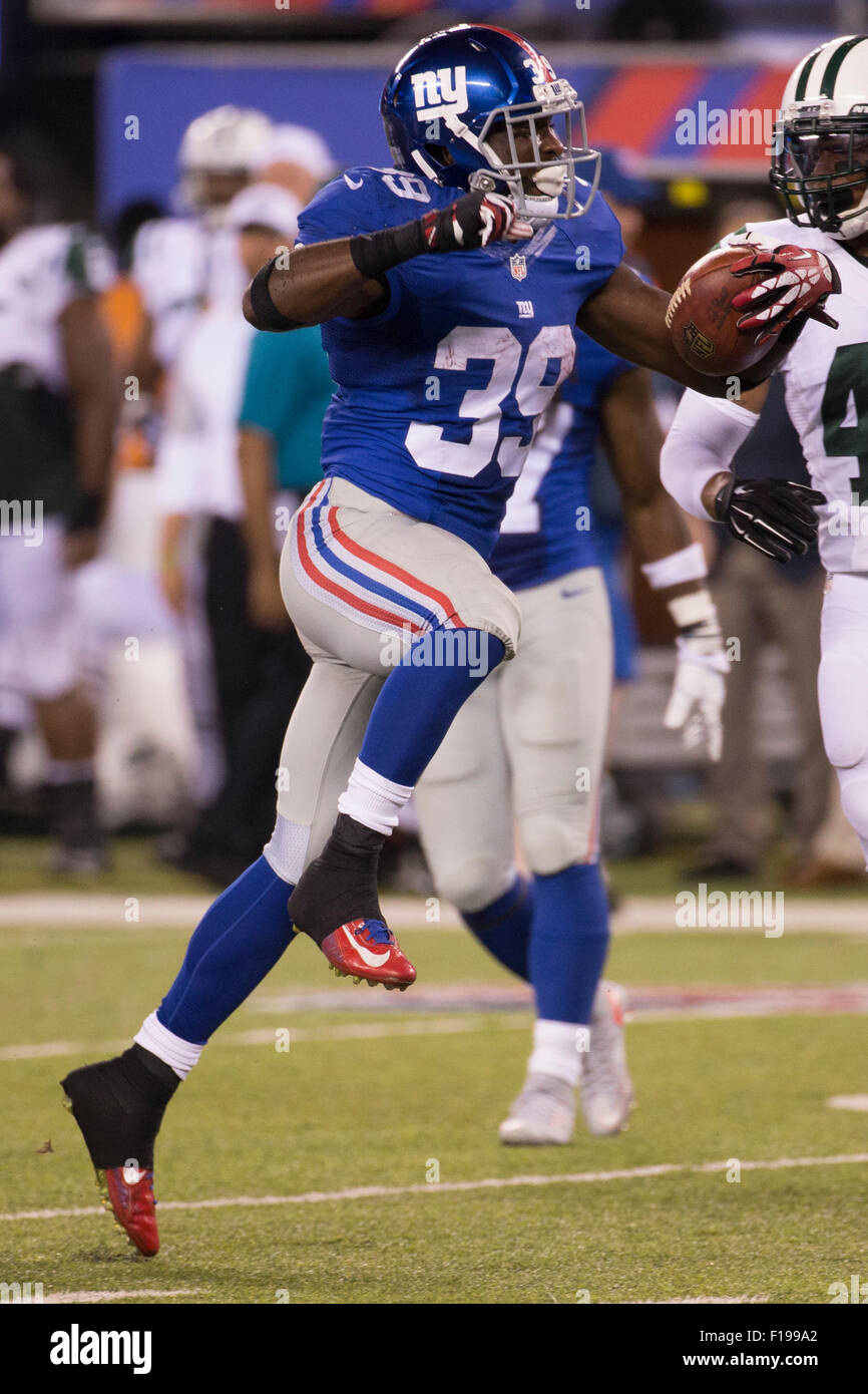 August 29, 2015: New York Giants running back Akeem Hunt (39) reacts to ...