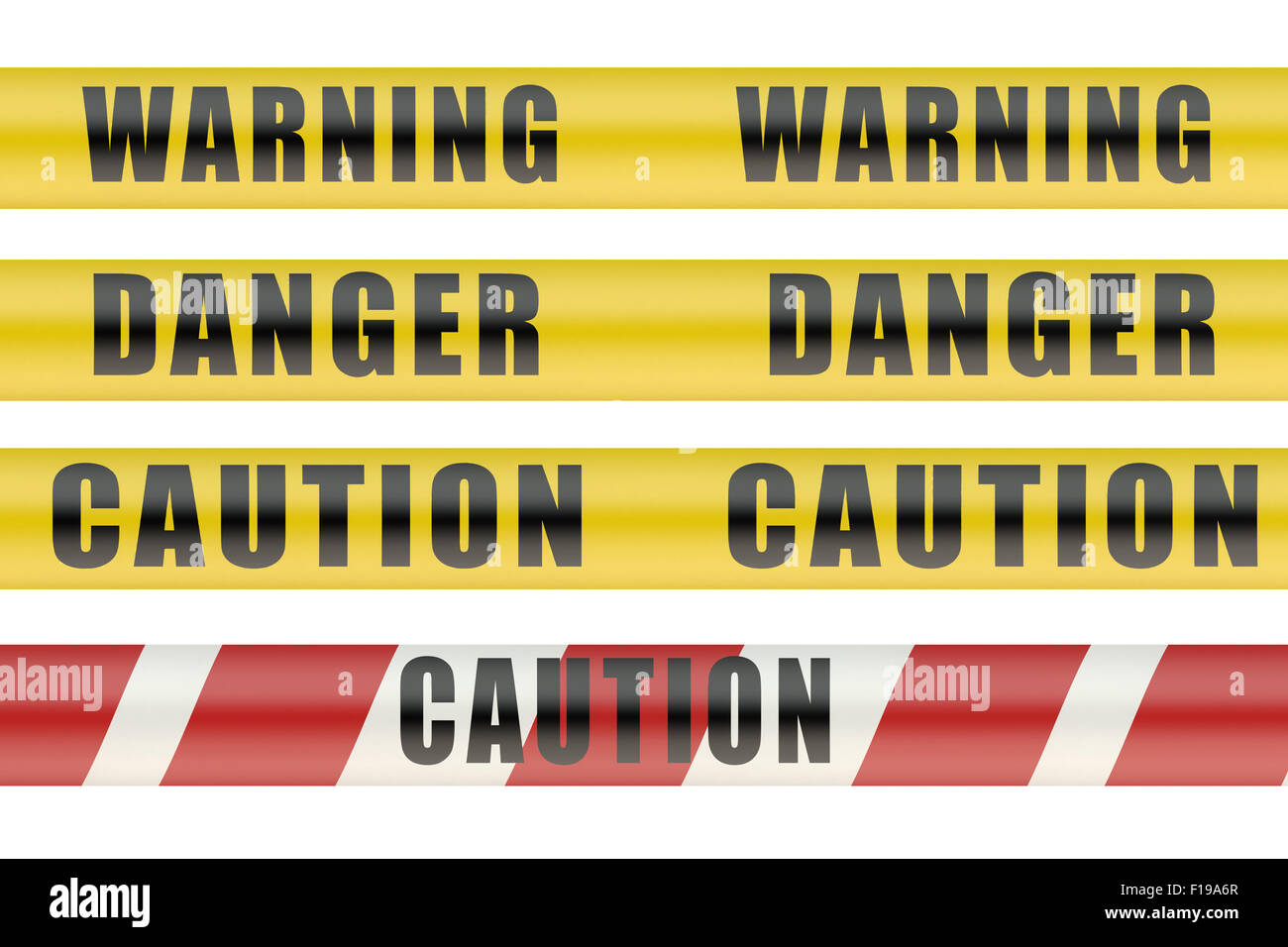 Set of security warning tapes isolated on white background Stock Photo ...