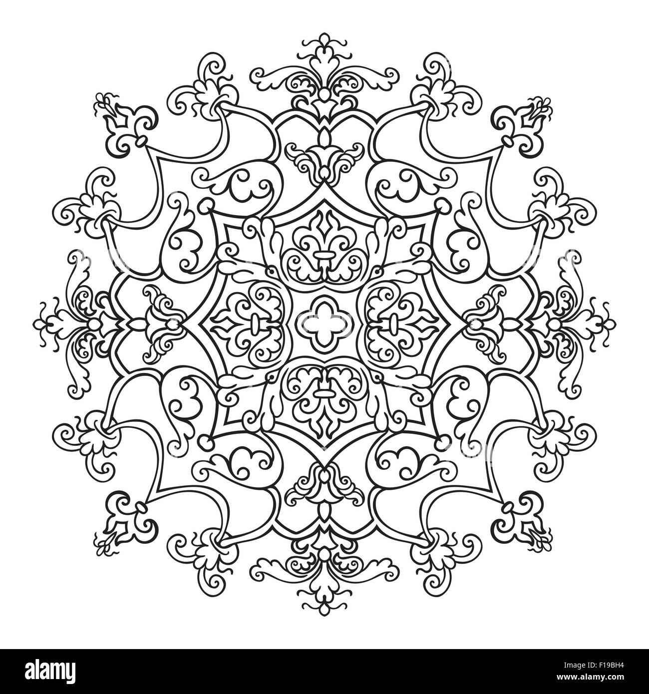 Hand drawing zentangle element. Italian majolica style Black and white ...