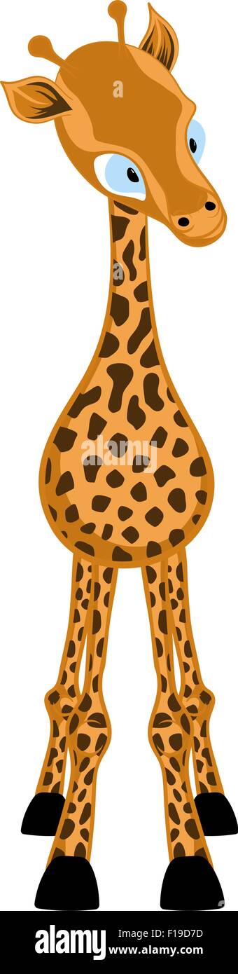 Funny Cartoon Character Giraffe Looking Forward Over White Background ...