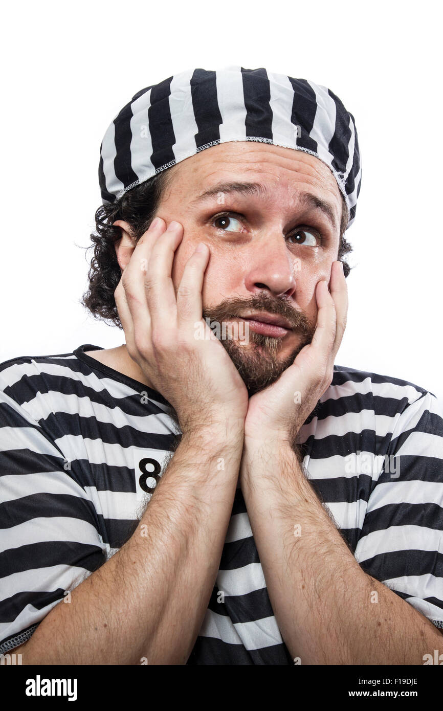 Outlaw, Desperate, portrait of a man prisoner in prison garb, over ...