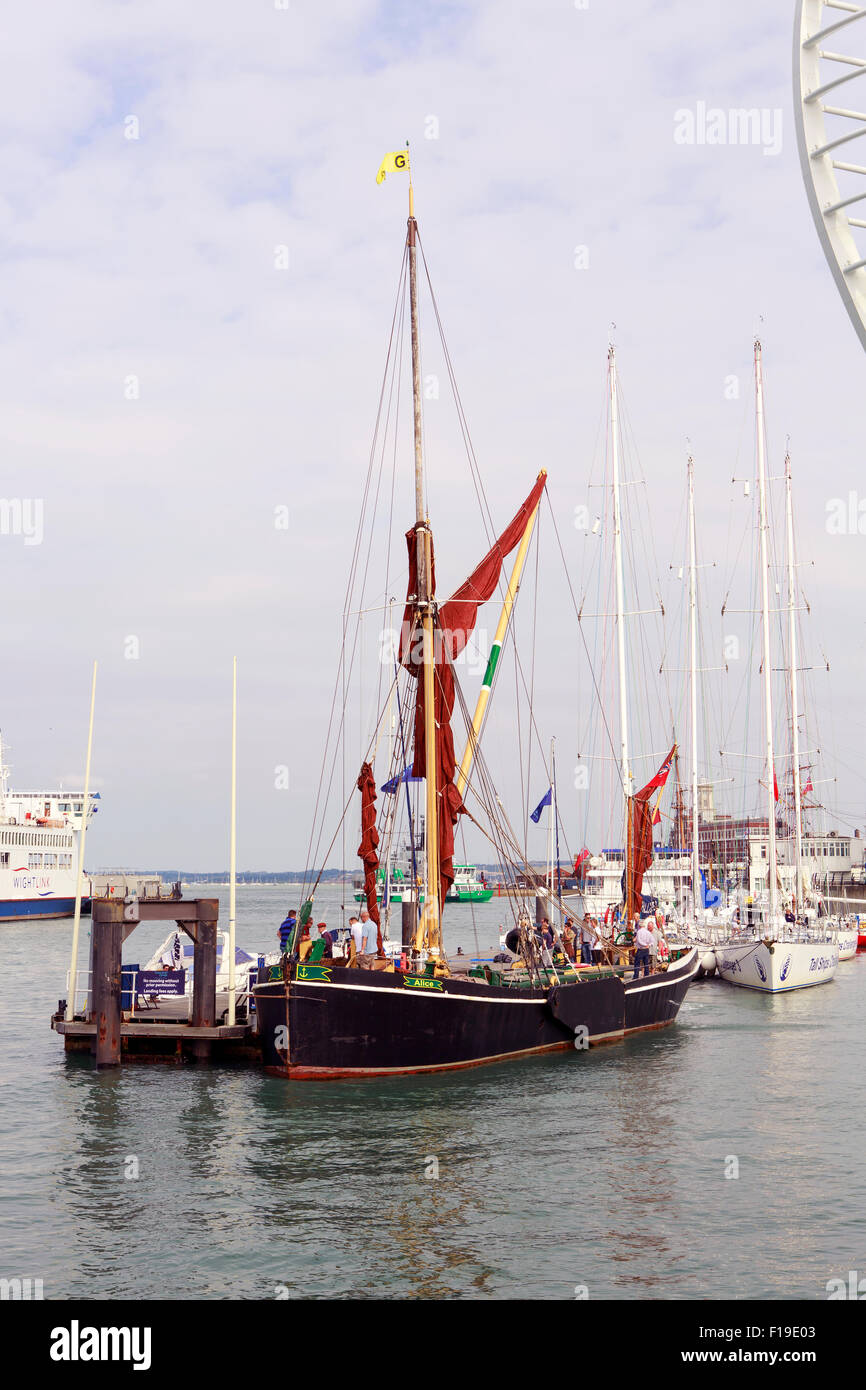 The sailing barge Alice preparing to leave gun wharf Portsmouth. Alice ...