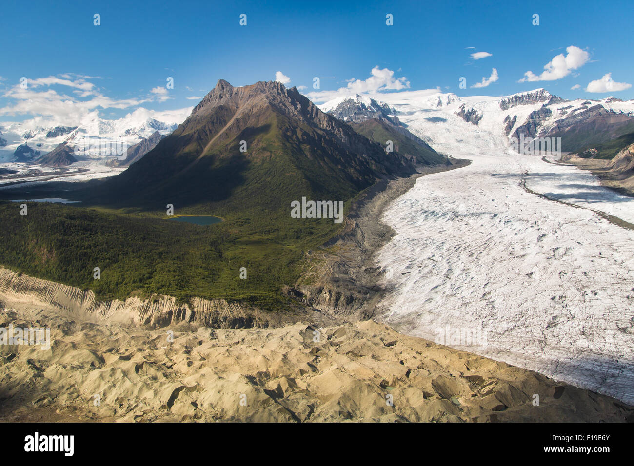 Aerial view of Donoho Peak at the confluence of the Kennicott and Root ...