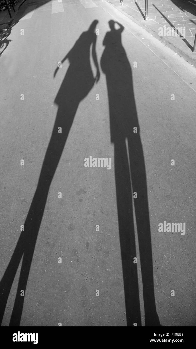Two female shadows Black and White Stock Photos & Images - Alamy