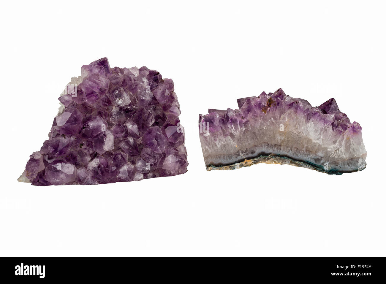 Two Pieces of Amethyst Crystal showing both the front, and a cross ...