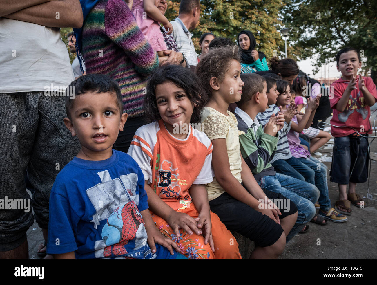 Belgrade, Serbia. 29th August 2015. Migrant children from makeshift ...