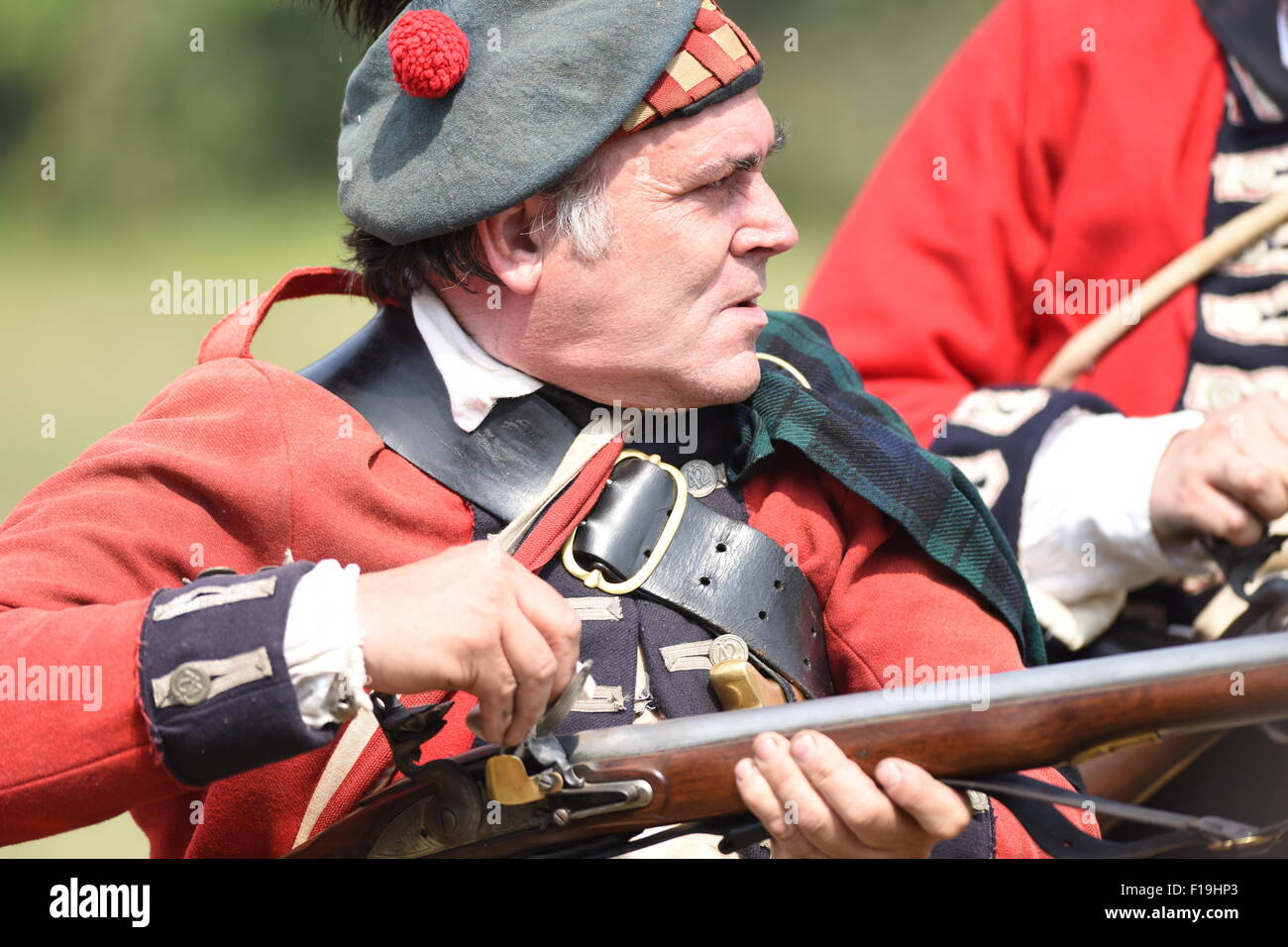 New York City, United States. 30th Aug, 2015. Re-enactor in Highland ...