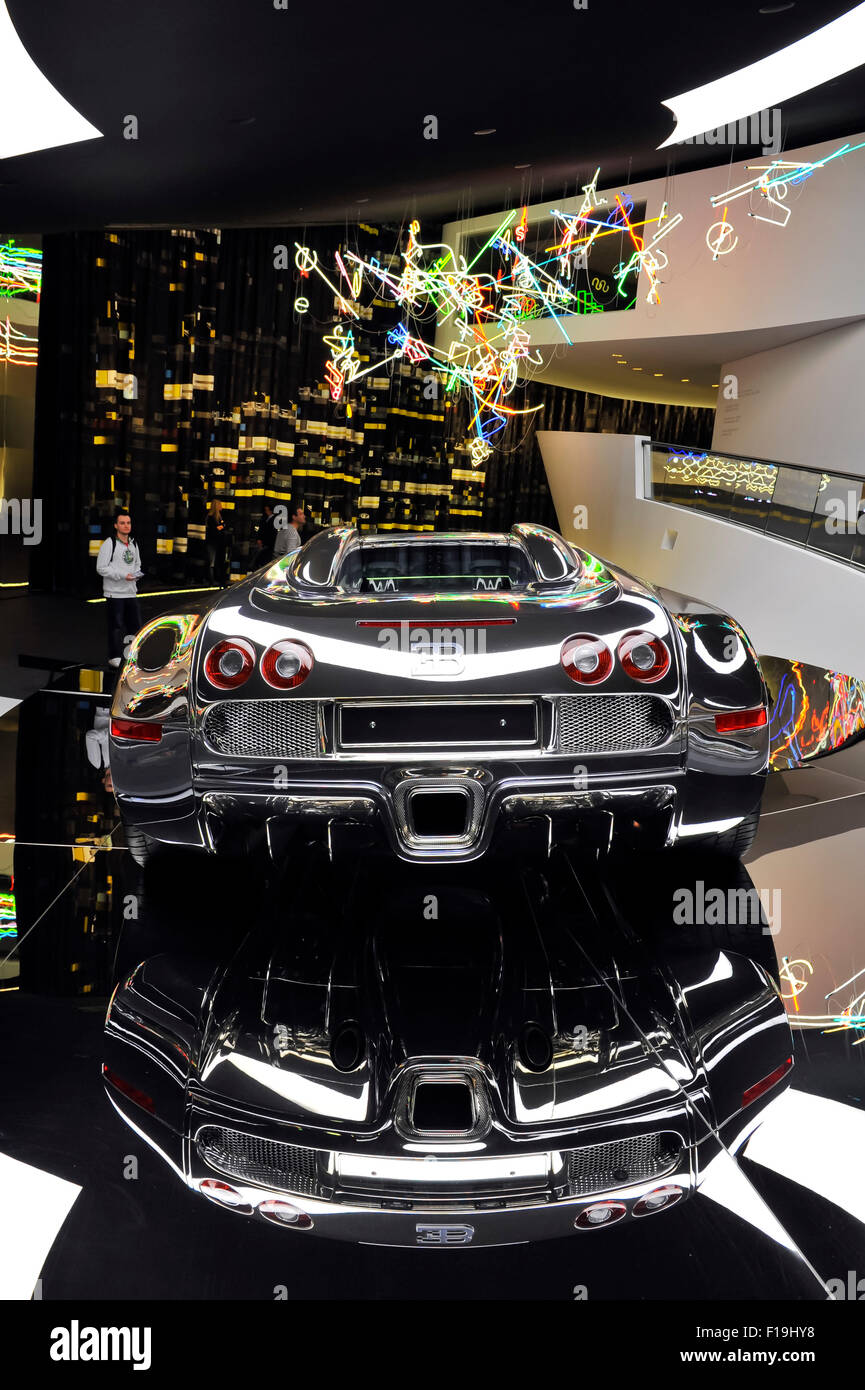 Silver plated Bugatti Veyron on display at Autostadt, Volkswagen ...