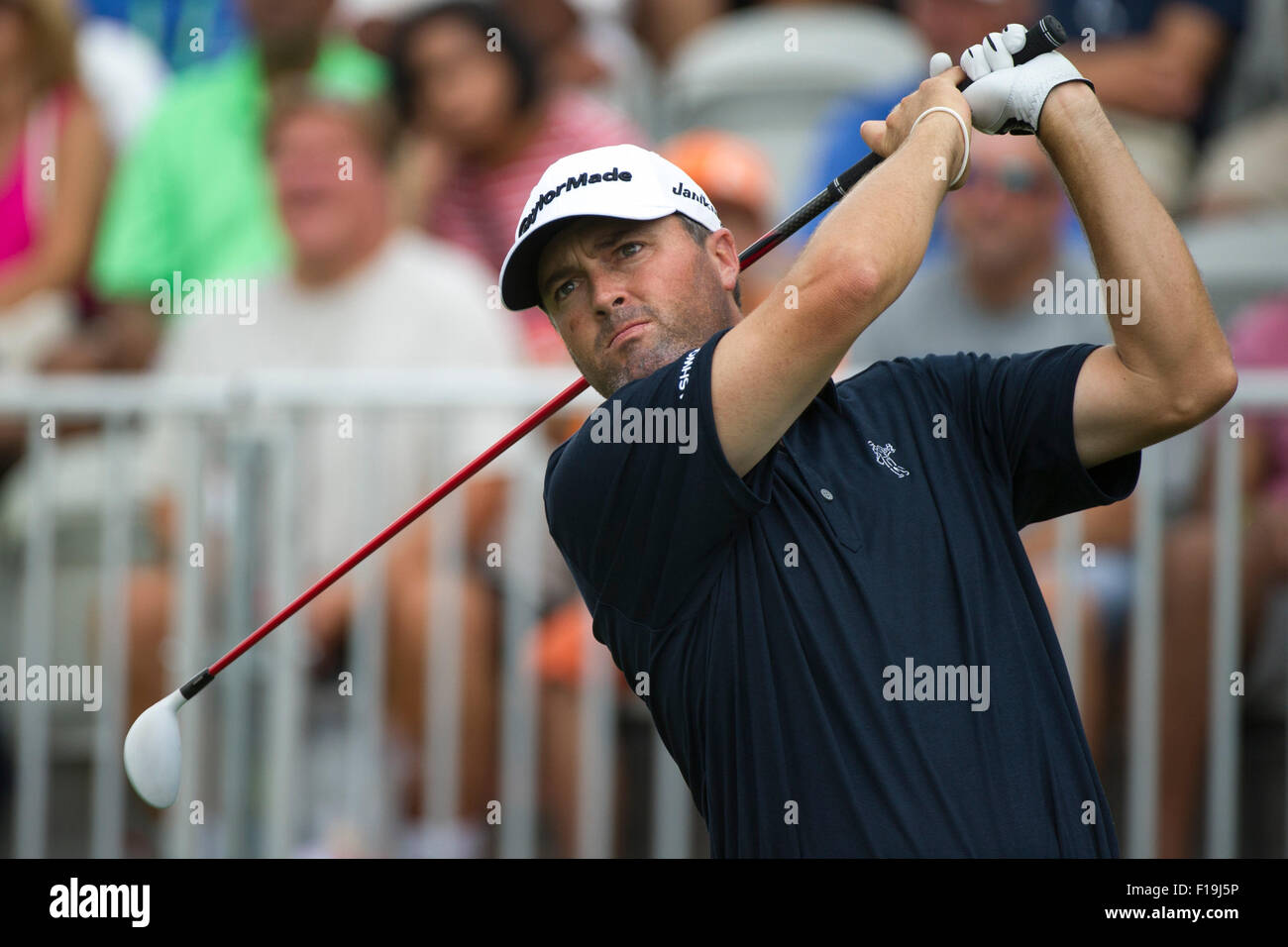 Edison, NJ, USA. 30th Aug, 2015. Ryan Palmer (USA) tee's off at the ...