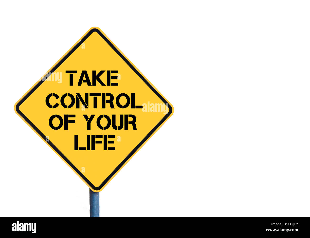 Yellow roadsign with Take Control Of Your Life message isolated on ...