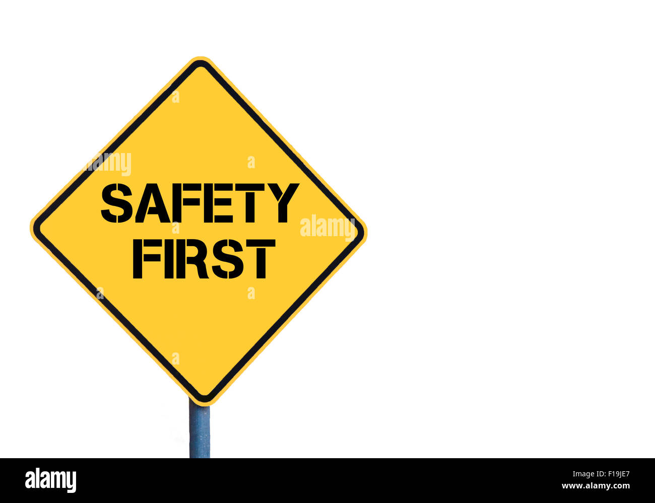 Safety first yellow sign hi-res stock photography and images - Alamy