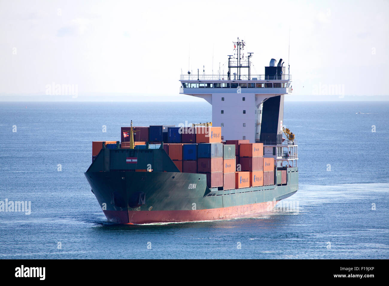 Iduna IMO 9360984 Container Ship carrying freight at Copenhagen Denmark ...