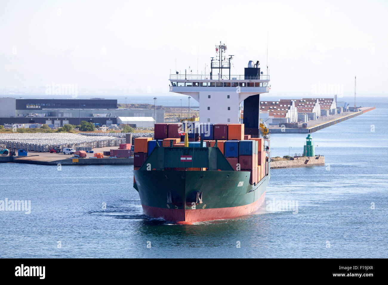 Iduna IMO 9360984 Container Ship carrying freight at Copenhagen Denmark ...