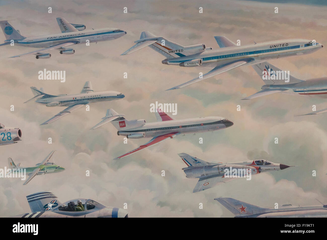 Various types of jet airplanes illustration Stock Photo - Alamy
