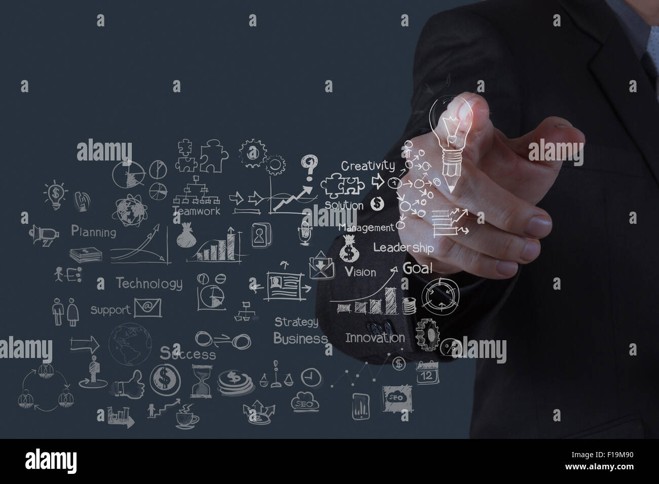 businessman hand working with new modern computer and business strategy ...