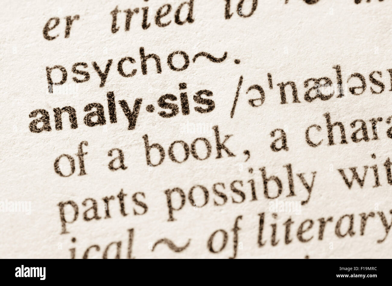 Definition of word analysis in dictionary Stock Photo - Alamy