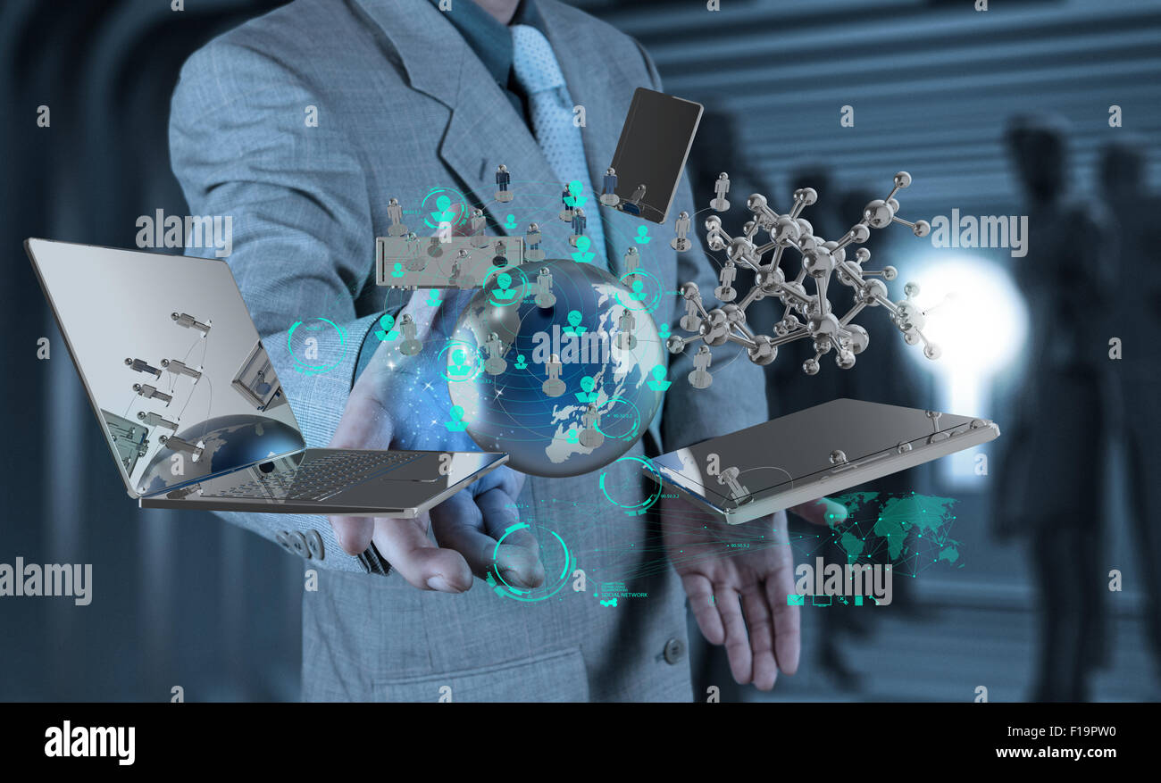 businessman shows modern technology as concept Stock Photo - Alamy