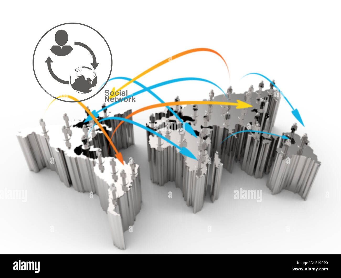 social network human 3d on world map as concept Stock Photo - Alamy