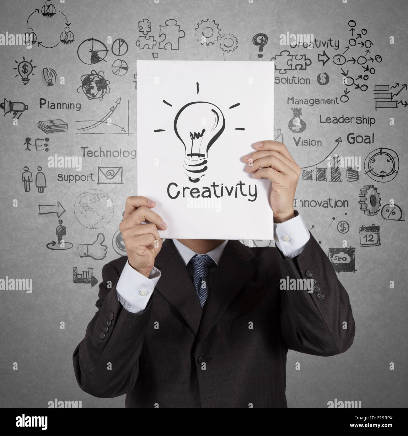 businessman showing the book of big idea diagram as concept Stock Photo ...
