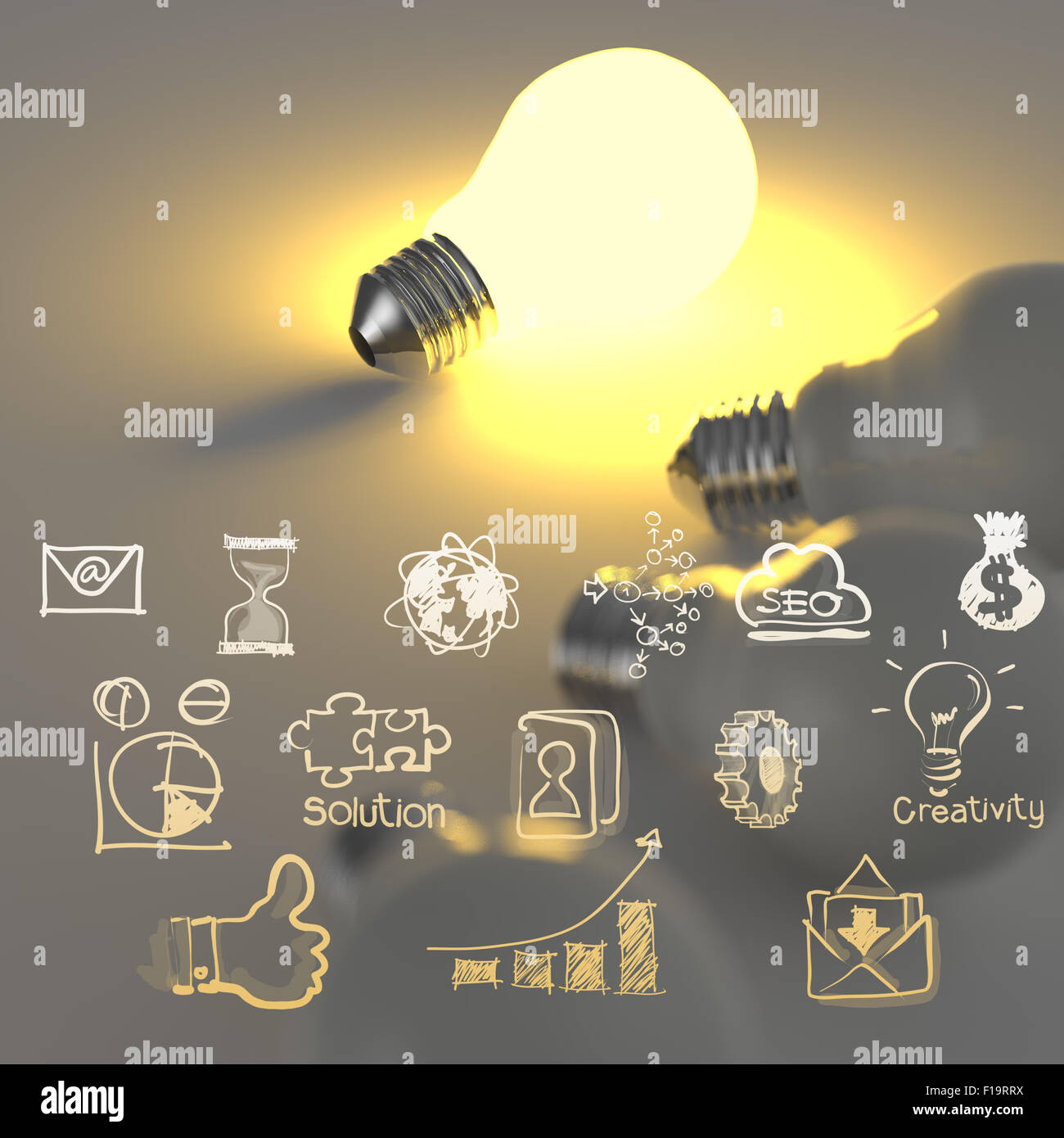 light bulb 3d on business strategy background Stock Photo - Alamy