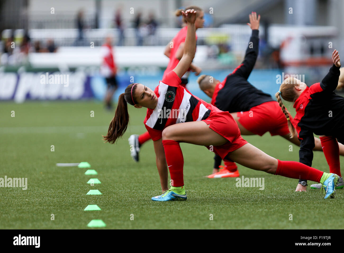 Aug. 30, 2015 - ALEX MORGAN (13) warms up before the game. The Portland ...