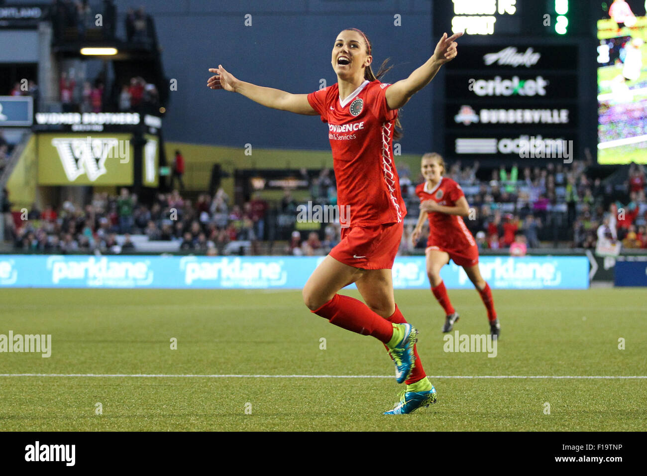 Aug. 30, 2015 - ALEX MORGAN (13) celebrates her goal. The Portland ...
