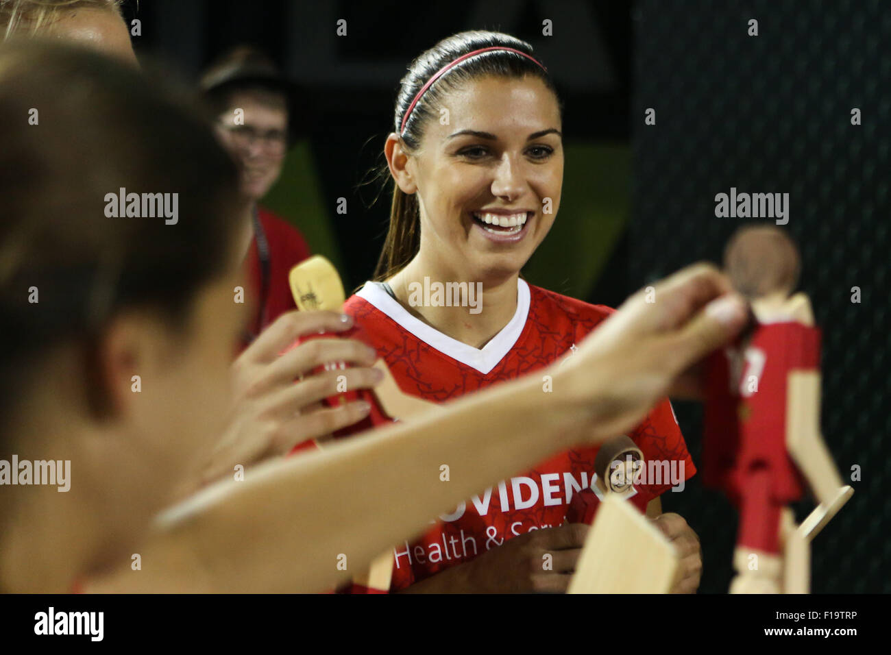 Aug. 30, 2015 - ALEX MORGAN (13) reacts to their gifts. The Portland ...
