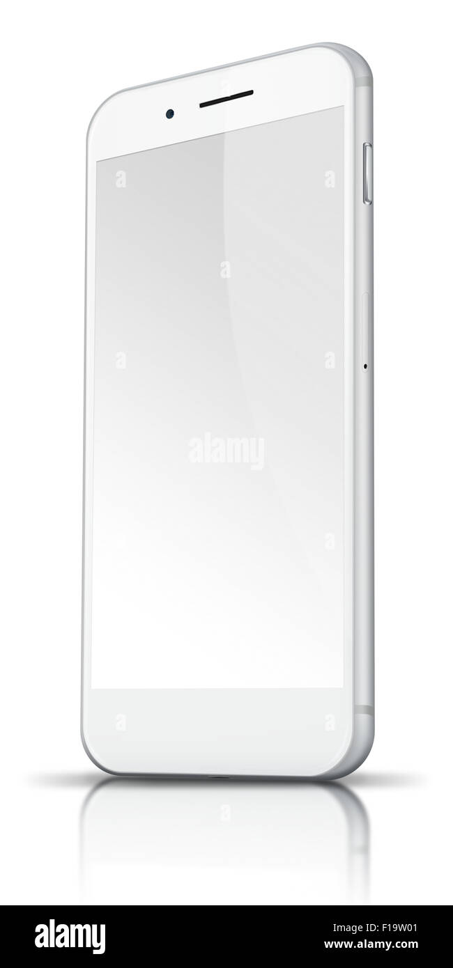 Realistic mobile phone with blank screen, shadows and reflections ...