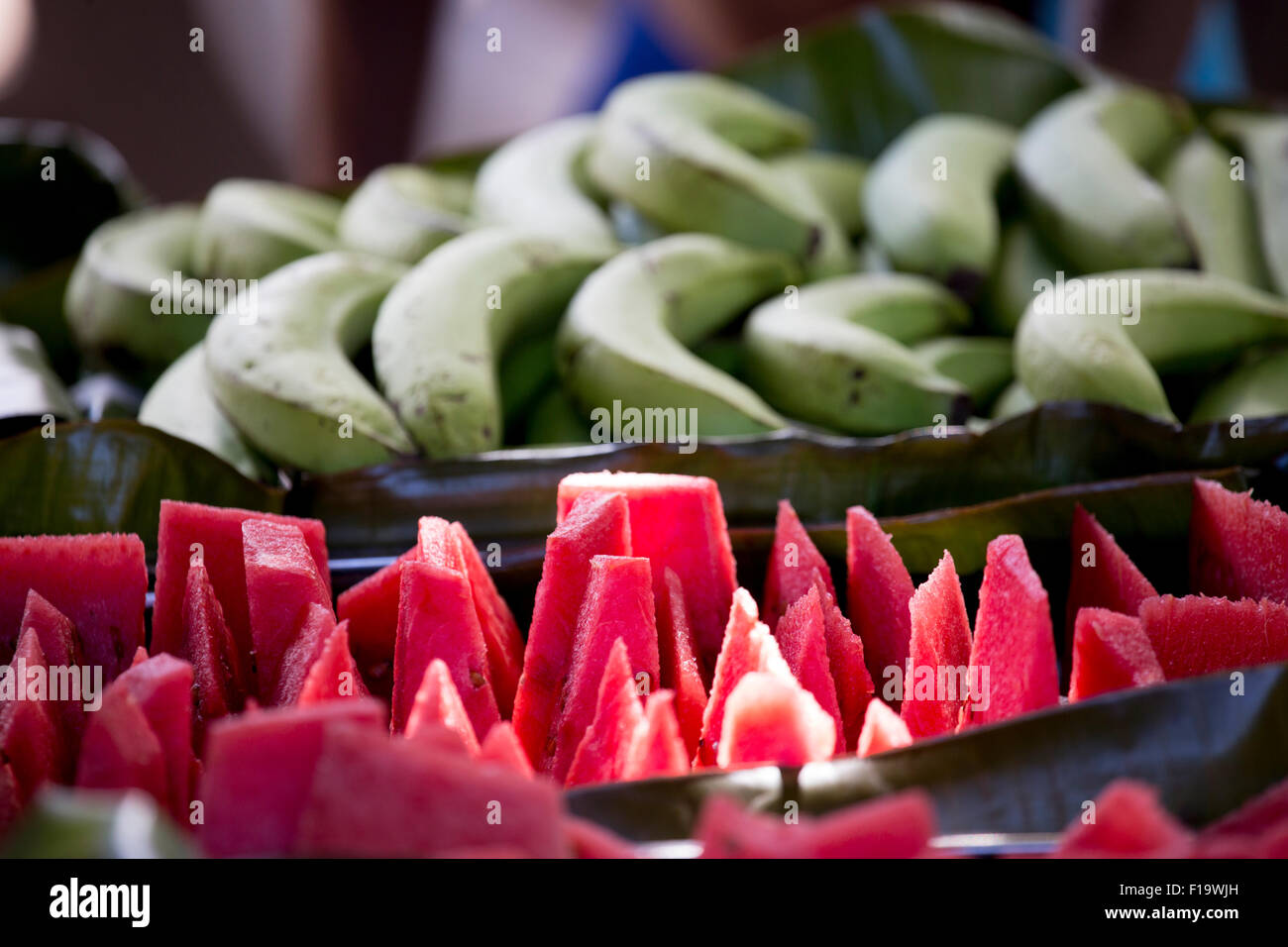 Honiara, Solomon Islands, Kakabona Village, close up of tropical fruit ...