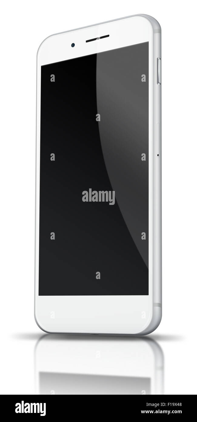 Realistic mobile phone with black screen, shadows and reflections ...