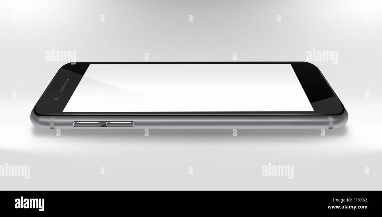 Modern phone realistic smartphone with blank screen and shadows on gray ...