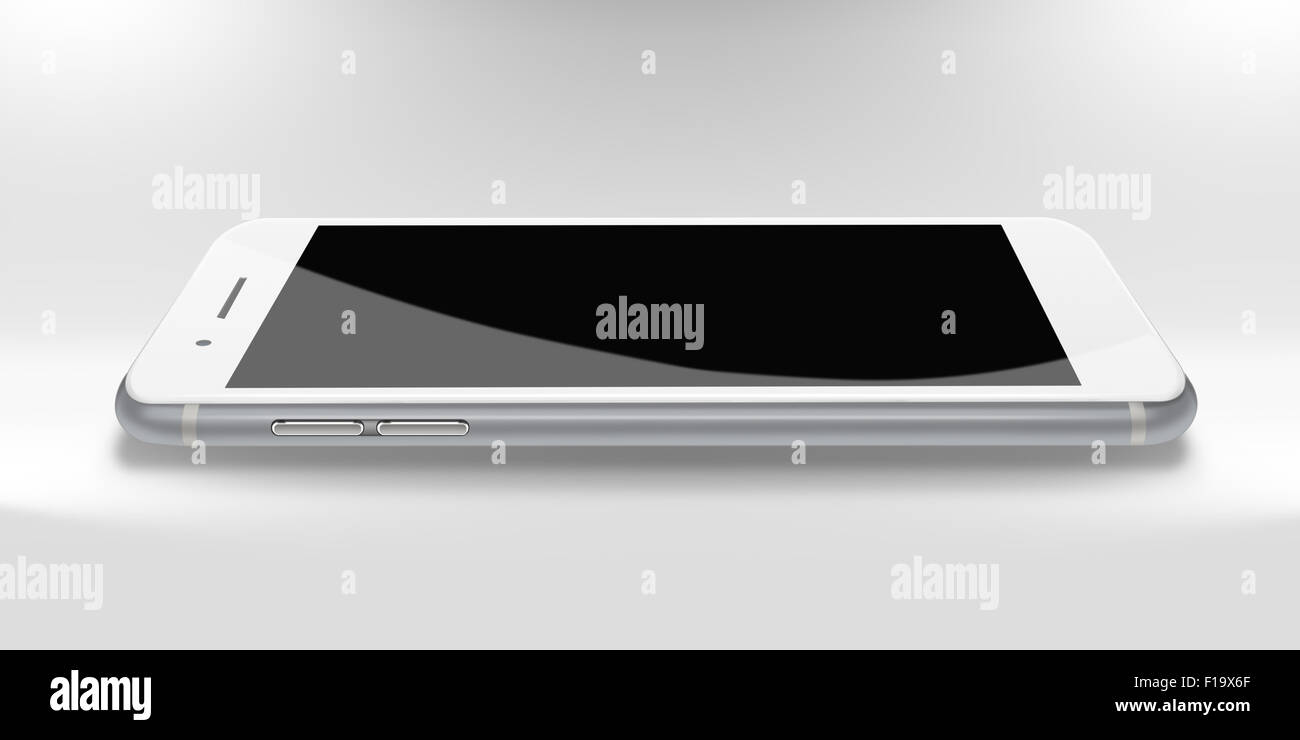 Modern phone realistic smartphone with black screen and shadows on gray ...