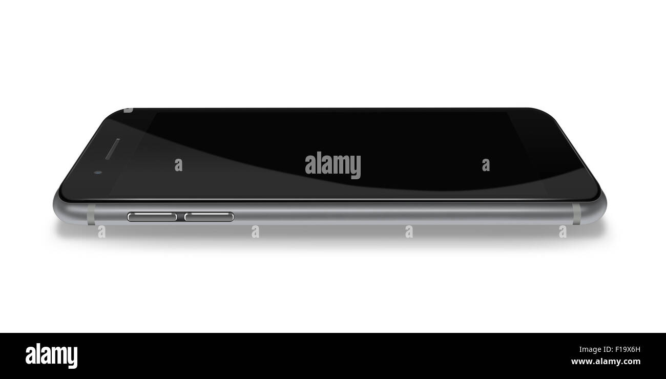 Modern phone realistic smartphone with black screen and shadows ...