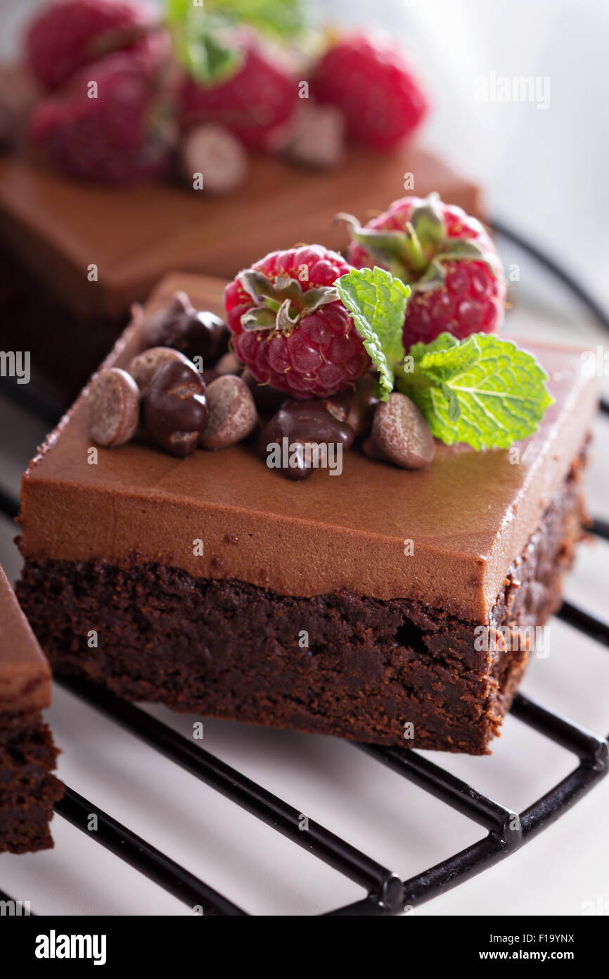 Dark chocolate and raspberry brownies hi-res stock photography and ...