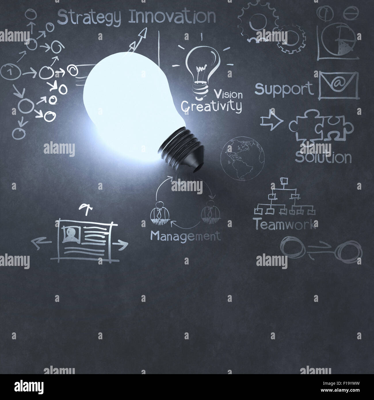 light bulb 3d on business strategy background Stock Photo - Alamy