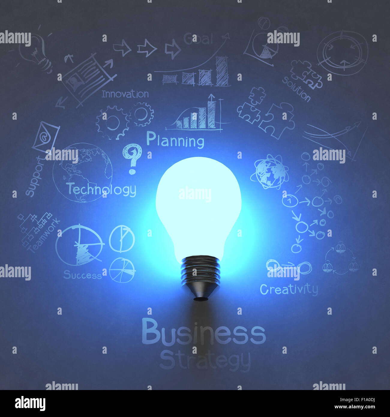 light bulb 3d on business strategy background Stock Photo - Alamy