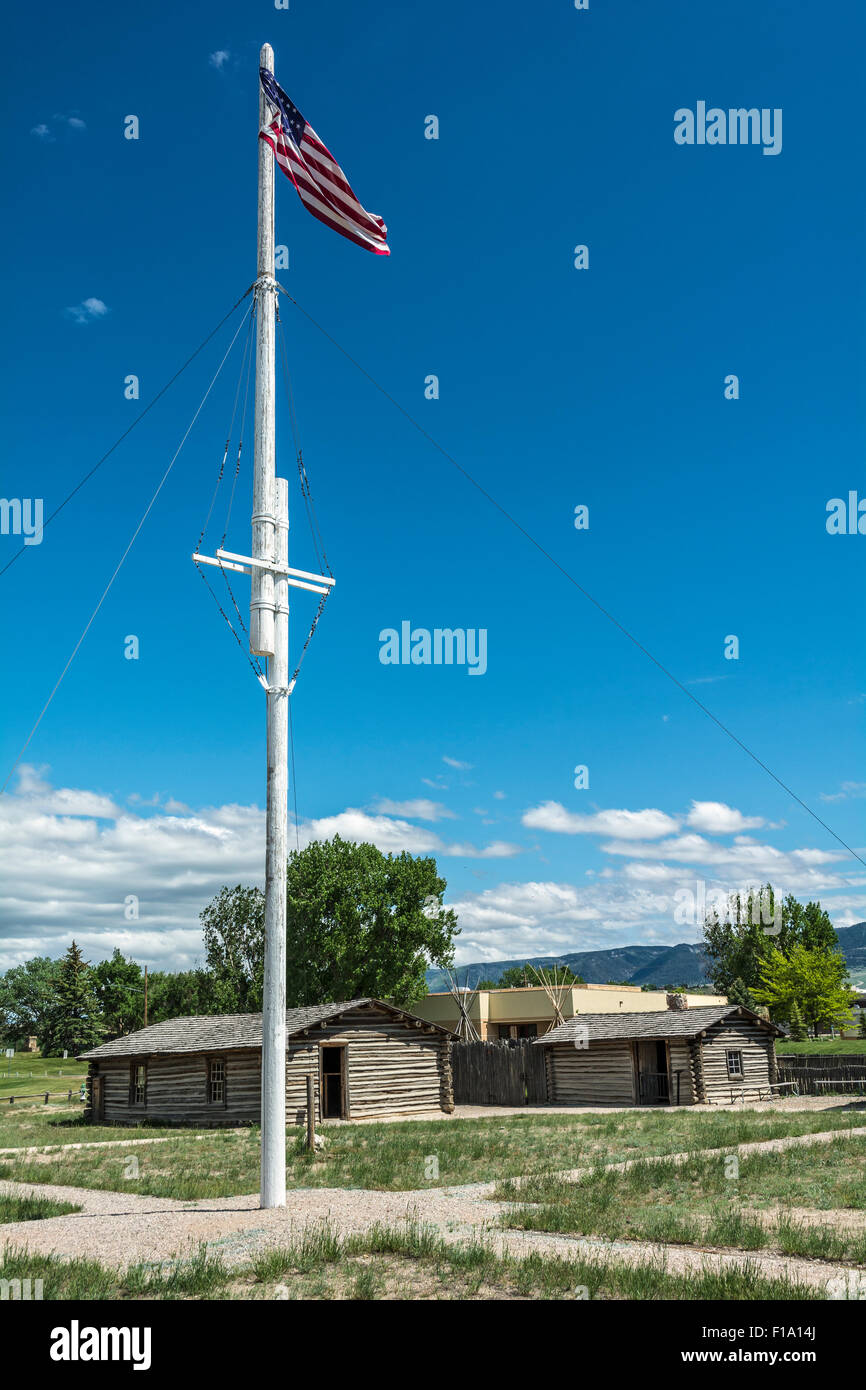 Wyoming, Casper, Fort Caspar Museum, flagstaff Stock Photo - Alamy