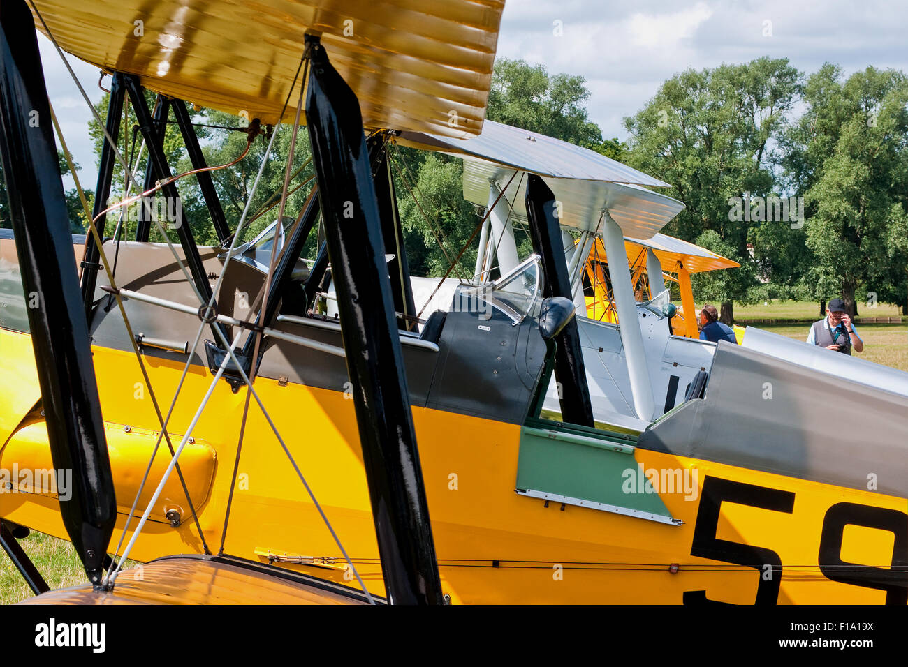 DH.82A Tiger Moth cockpits lined up at the International DH Moth Rally ...
